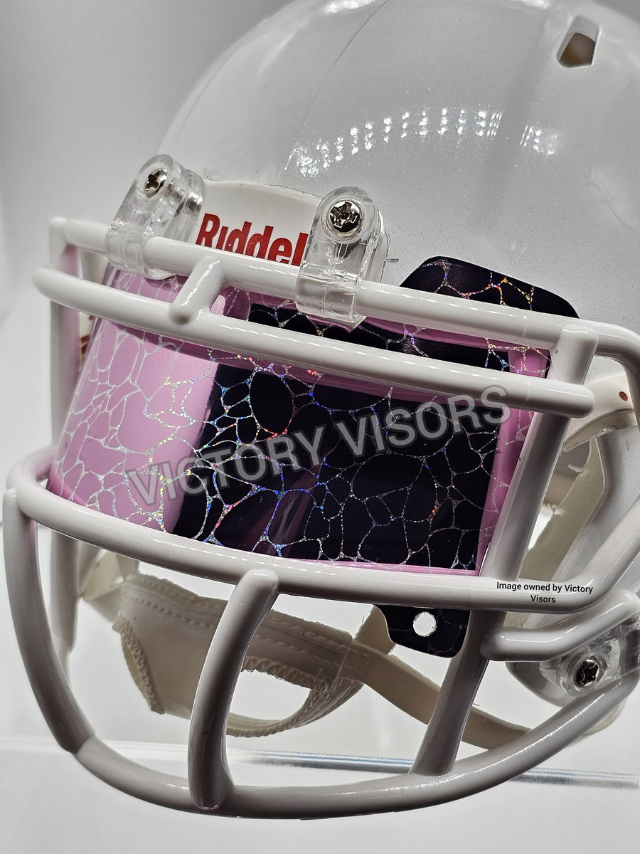 Pink Cracked Chrome Lightning Mini Football Helmet Visor - Flat Style ...