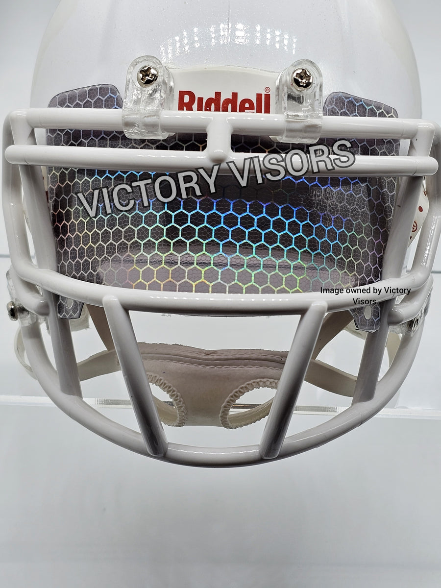Smoke Black Holographic Honeycomb Mini Football Helmet Visor - Flat ...