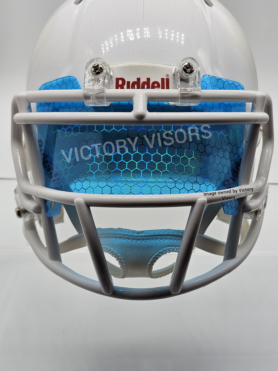 Teal Holographic Honeycomb Mini Football Helmet Visor - Flat Style ...