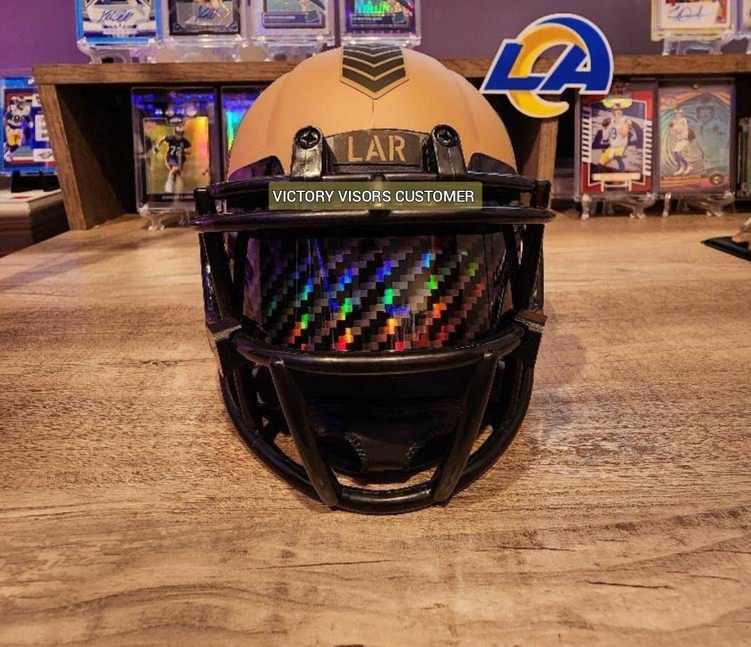 Black Carbon Fiber Mini Football Helmet Visor - Flat Style – Victory Visors