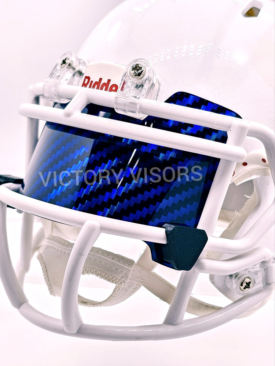 Blue Carbon Fiber Mini Football Helmet Visor - Flat Style – Victory Visors